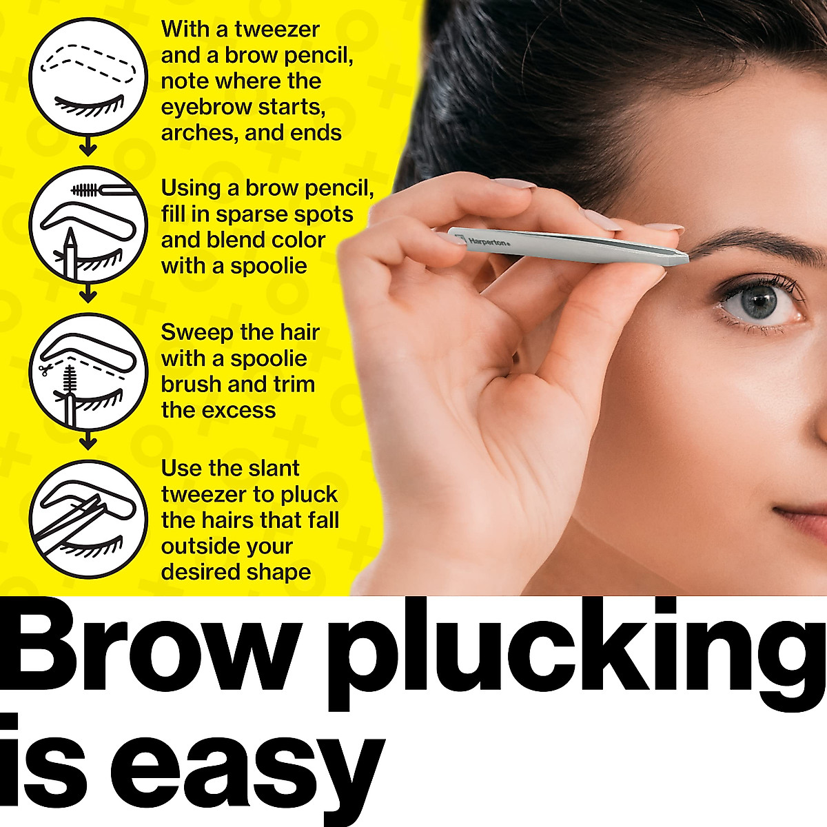 Harperton Pluckit - Professional Tweezers Set - Slant + Pointed Precision Tips