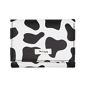 MINGSEECESS Women PU Leather Small Coin Wallet Cute Cow Pattern Tri-Fold Card Holder Snaps Clutch Purse