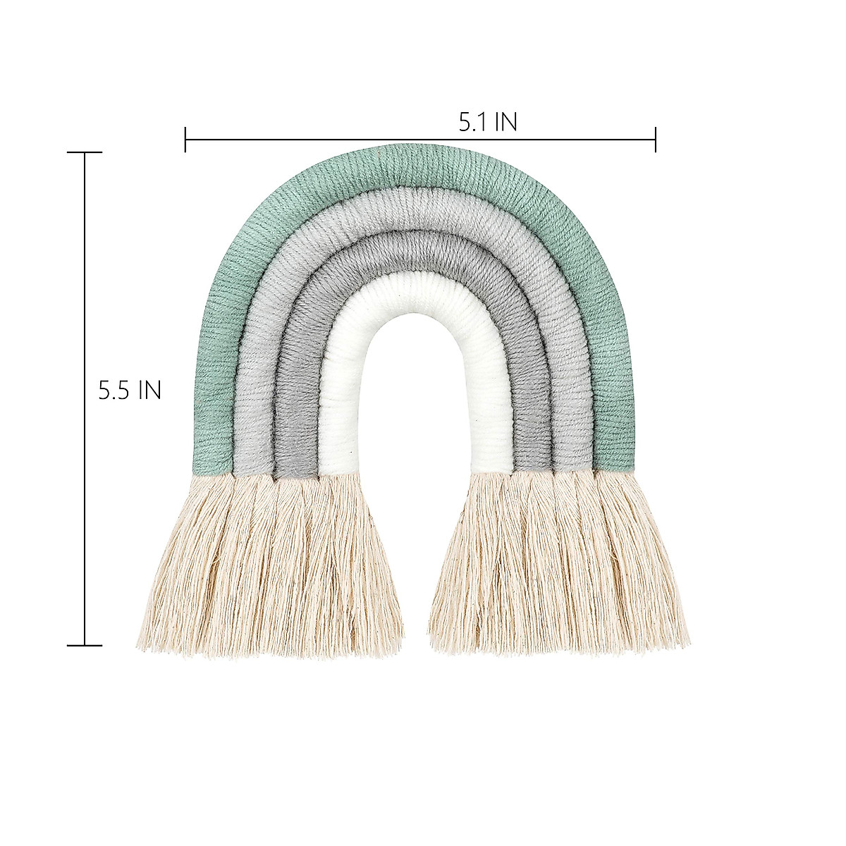 YMVV Rainbow Macrame,Woven Boho Rainbow Wall Hanging with Tassels,Cute Wall Decor for Nursery,Suitable for Festival Ornaments Baby Shower Wedding Green Rainbow Decor(5.5 x 0.5 x 5)