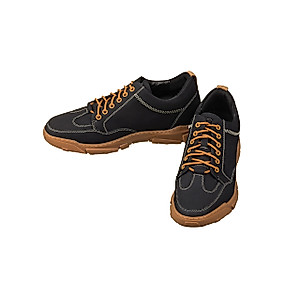 CALTO Men's Invisible Height Increasing Elevator Shoes - Black Leather Lace-up Hiking Style Boots - 2.8 Inches Taller - K8025- Size 10 D(M) US