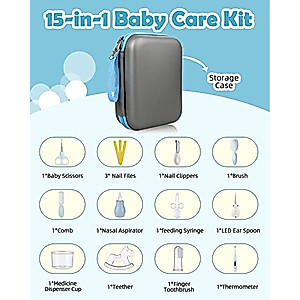 Baby Grooming and Health Kit, Lictin 15 in 1 Safety Care Set, Newborn Nursery Health Care Set with Hair Brush,Comb,Nail Clippers and More for Newborn Infant Toddlers Baby Boys Girls