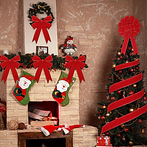 Lyrow 2 Pack Wired Traditional Red Velvet 2.5 inch Christmas Ribbon Waterproof Ribbon with Wire Edge 2 1/2" Wide 100 Yards Roll Holiday Floral Craft Winter Decor Outdoor Xmas Tree Bow (Red, Gold)