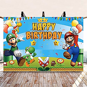 Super Mario Backdrop 5X3 Feet Backdrop for Mario Birthday Party Decorations Boy Children Birthday Party Baby Shower Supplies Photo Booth Studio Props
