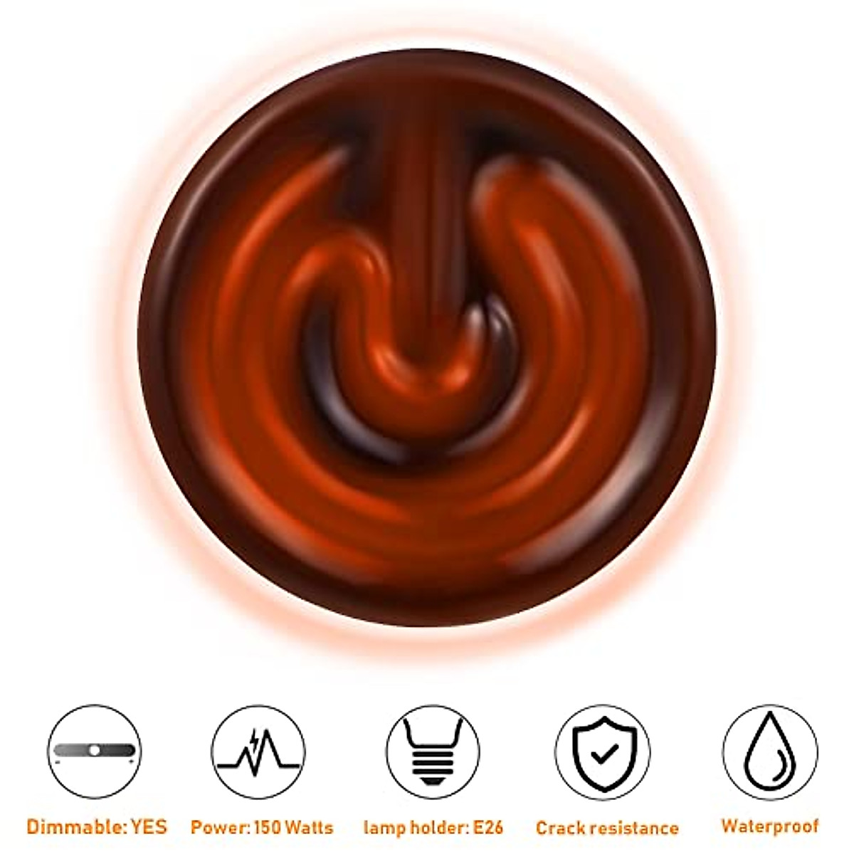 Ipetboom Reptile Heat Emitters, 3 Pcs Reptile Ceramic Heat Lamp 150w Heat Lamp Bulbs for Reptiles Heat Emitters for Reptile E26