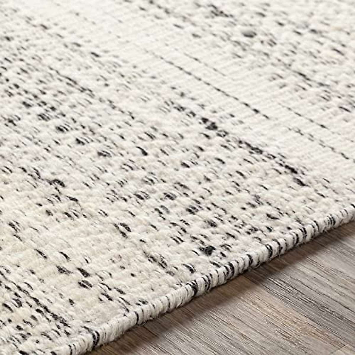 Wooly Natural Fiber Contemporary Living Room Bedroom Large Area Rug - Moroccan Farmhouse -0 Wool - Handmade Handwoven Carpet - Bohemian No Pile - Black, Cream, Beige - 10' x 14'