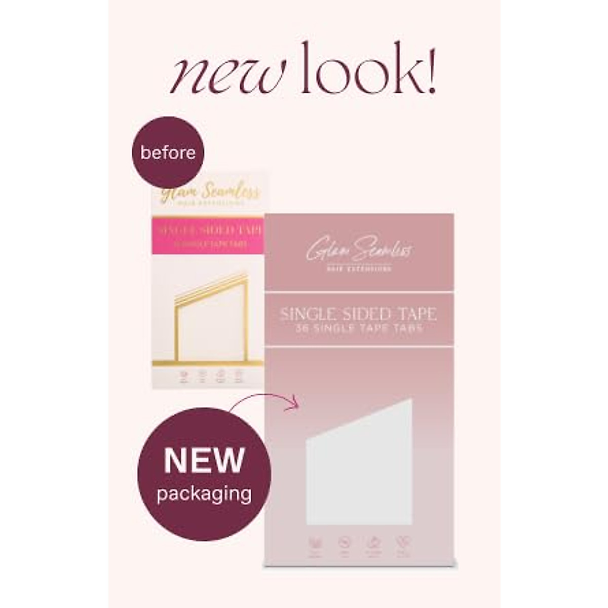 Glam Seamless Single Sided Tape for Hair Extensions, Replacement Tape for Tape in Hair Extensions - 36 Tabs Pack