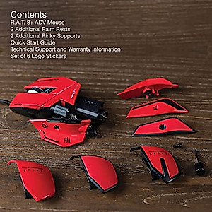 Mad Catz R.A.T. 8+ ADV Fully Adjustable Wired Gaming Mouse - Metal Base - 20000 DPI - 11 Programmable Buttons -4 User Profiles Stored Directly – Customize RGB LED- Tunable Weight System - Red