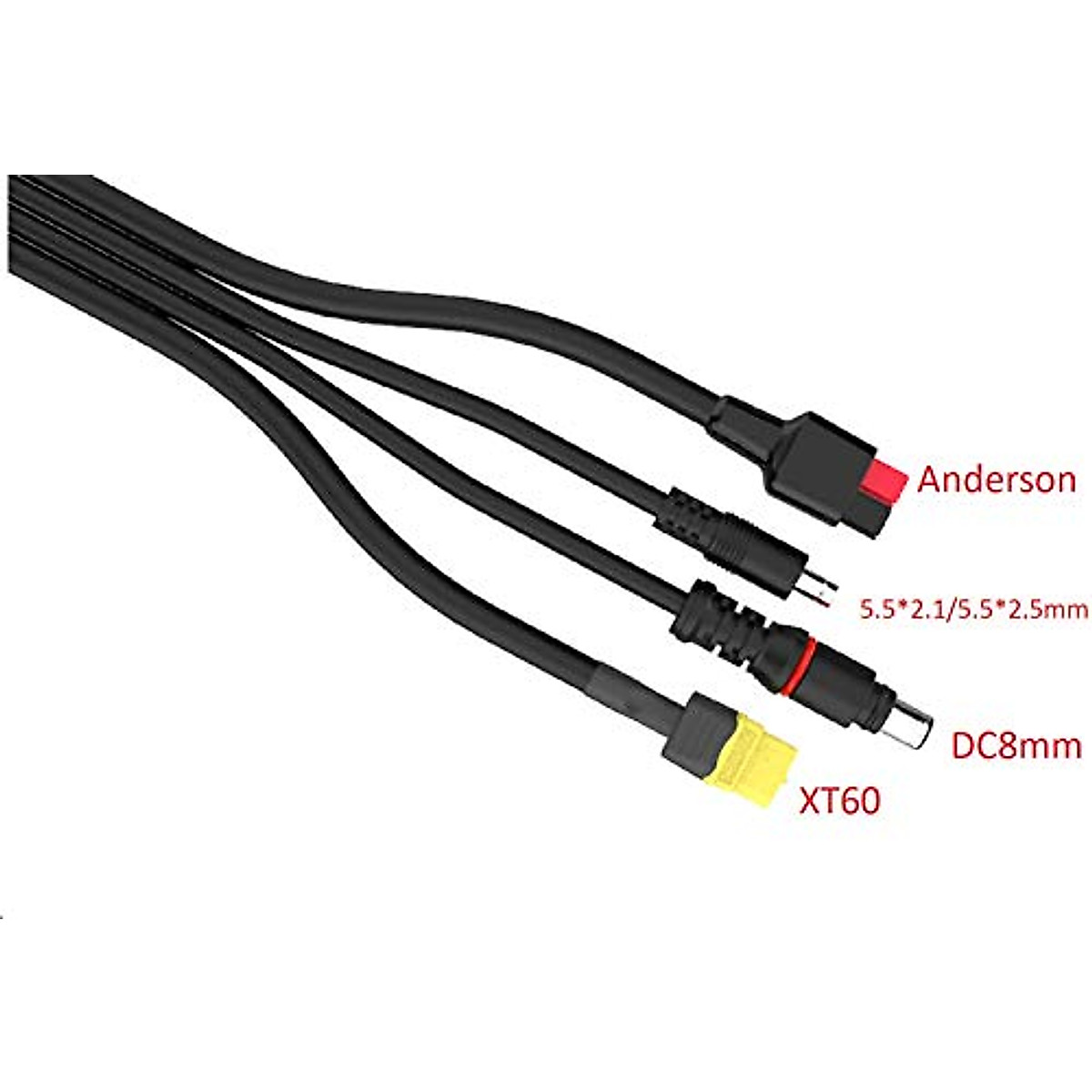 PolyEnergy Solar Connector to 4X Connector Adapter DC8mm Anderson XT60 Connector DC5521 DC5525 Connector Solar Charge Cable for 100W to 200W Portable Solar Panel for Portable Power Station
