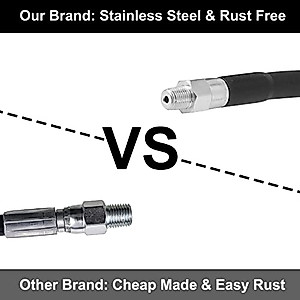 M MINGLE 150 Feet Sewer Jetter Kit for Pressure Washer, 1/4 Inch NPT, Drain Cleaning Hose, Button Nose, and Rotating Sewer Jetting Nozzle, Orifice 4.0, 4.5, 3600 PSI