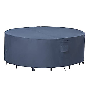 F&J Outdoors Outdoor Patio Furniture Covers, Waterproof UV Resistant Anti-Fading Cover for Medium Round Table Chairs Set, Grey, 72 inch Diameter