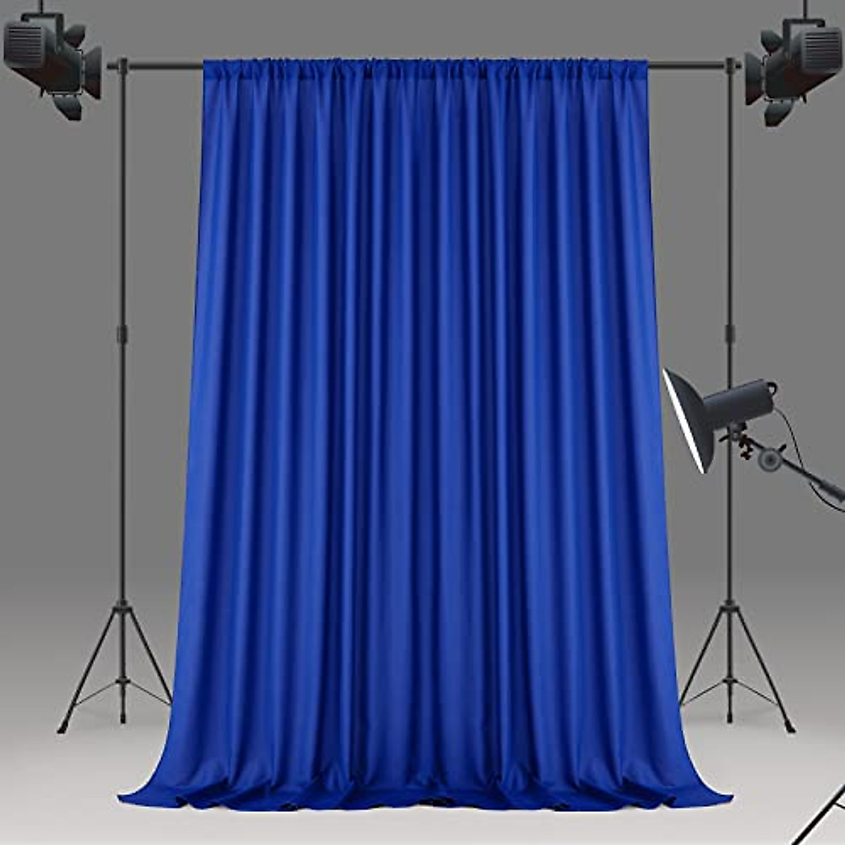 HOMEIDEAS 10ft x 10ft Backdrop Curtains for Parties 2 Panels Royal Blue Photo Background Curtains,Polyester Rod Pocket Drapes for Wedding Birthday Decorations