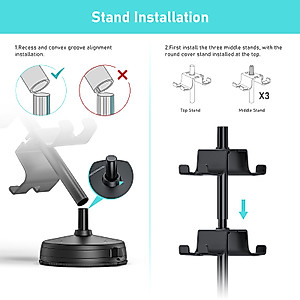 MANMUVIMO Headphone Controller Storage Holder for Desk 4 Tiers with Anti-Slip Stable Suction Cup, Controller Holder, Universal Gaming Desk Accessories for PS5/PS4/Xbox Series/Xbox One/Switch Pro