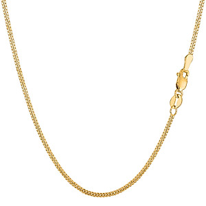 Jewelry Affairs 14k Yellow Real Gold Gourmette Chain Necklace, 1.5mm, 24"