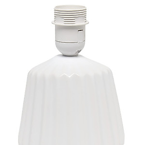 Simple Designs LT1120-OFF Petite Mini Pleated English Ceramic Base Table Lamp, Off White