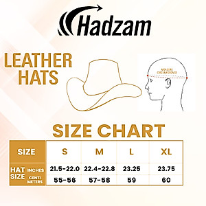HADZAM Block Made of Grain Leather Cowboy hat for Men & Women Shapeable into Outback hat Great for Western Vintage Looks. Red Brown