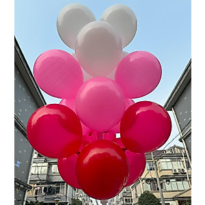 JODIDI 60 Pcs 12 Inch Latex Balloons in Red, Pink and White, Perfect for Valentine's Day, Christmas, Girl's Birthday, Graduation, Wedding and Baby Shower Party Balloons Decorations