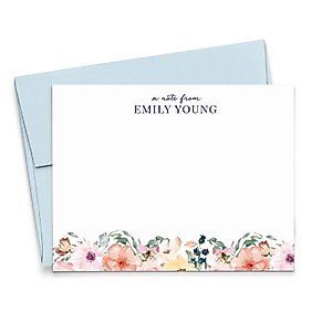 Personalized Floral Stationery Set, Personalized stationary for Women, Your Choice of Colors and Quantity