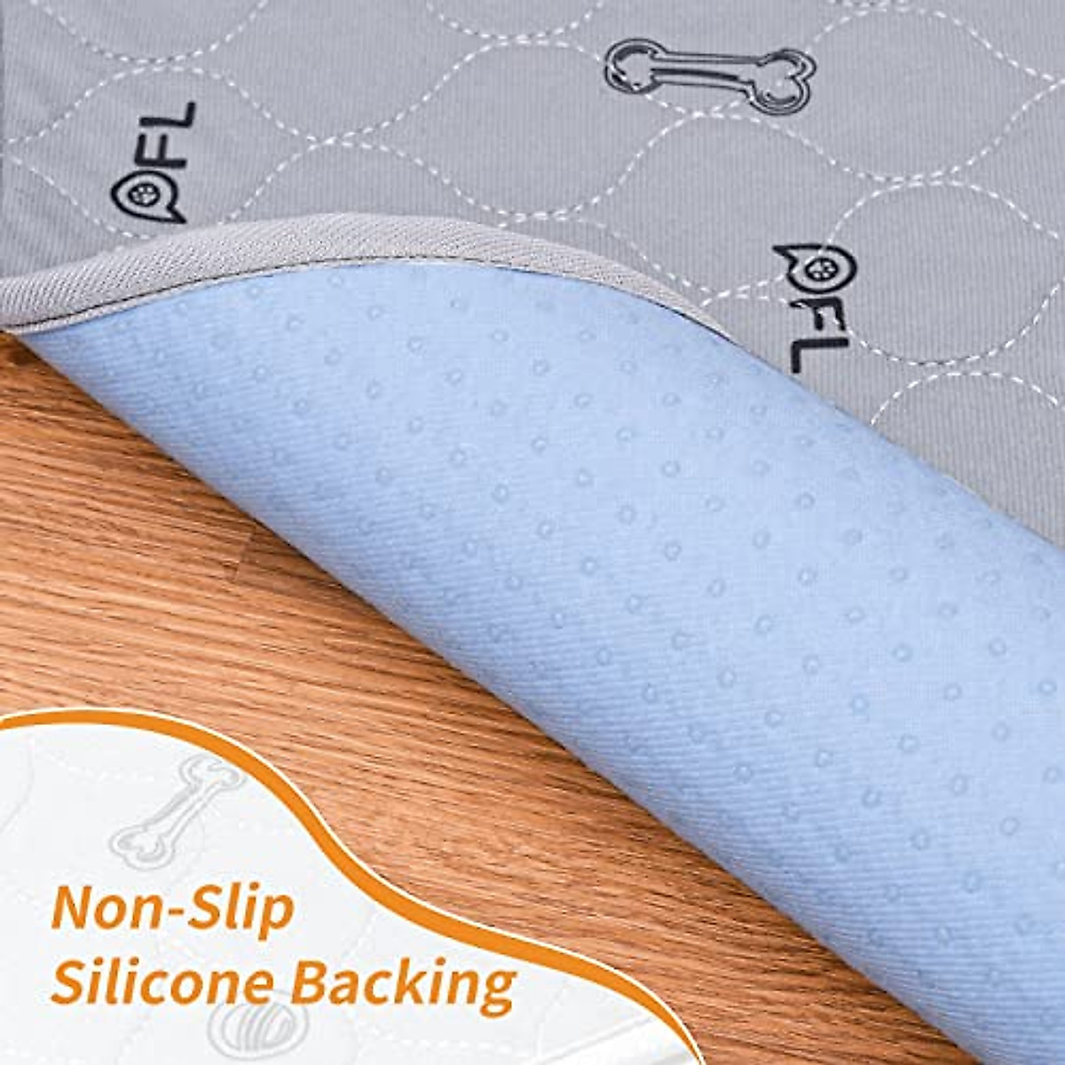 Washable Pee Pads for Dogs, 2Pack Reusable Puppy Pads, Absorbent Whelping Pads with Bone Print, Non-Slip Waterproof Pet Training Pads for Couch, Crate, Potty Training -18x24