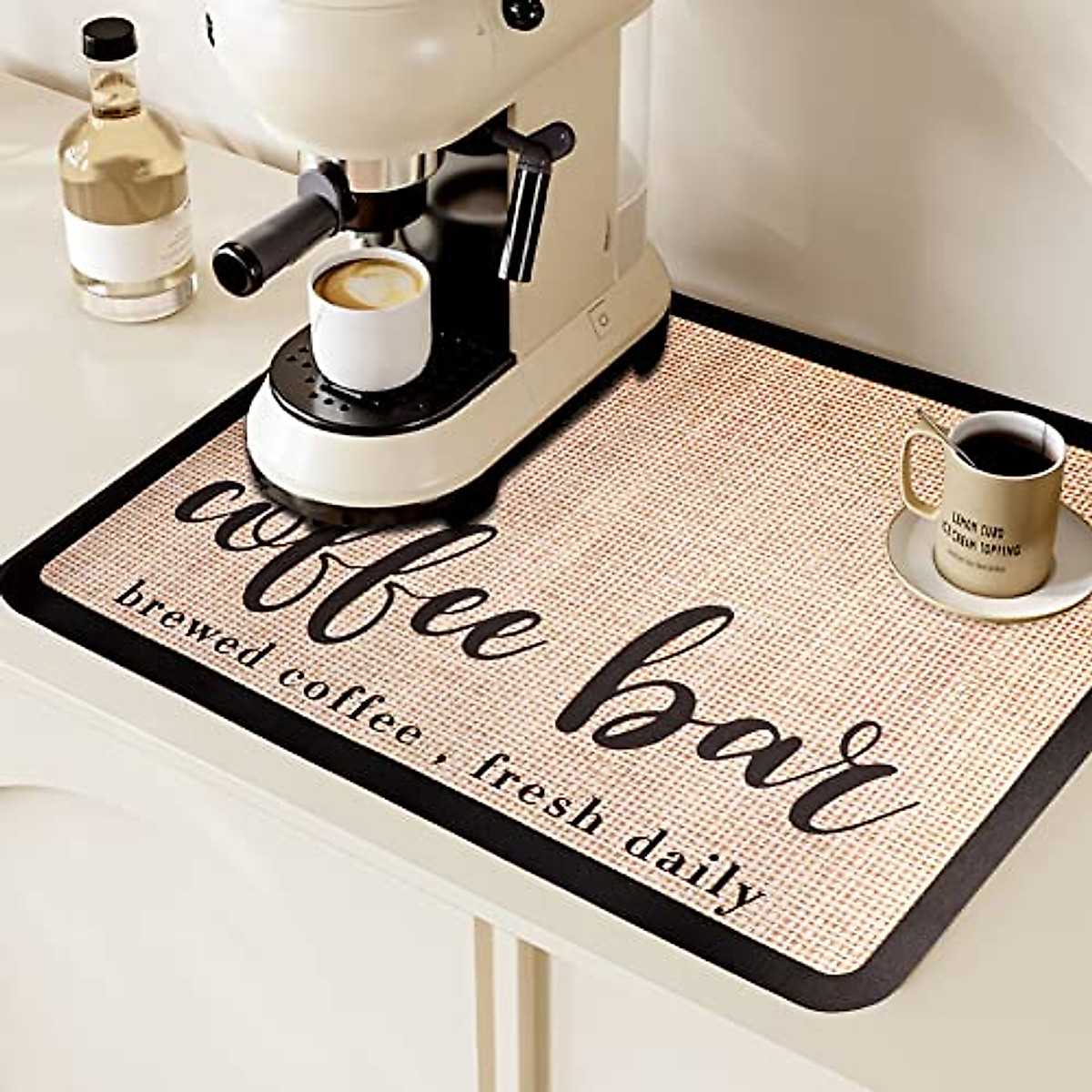15.75 X19.69inch Coffee Maker Mat,Coffee Bar Decor Accessories For Countertop,Hide Stain Water Absorbent Non Slip Quick Dish Drying Mat Fit Under Coffee Pot Espresso Machine(brown)