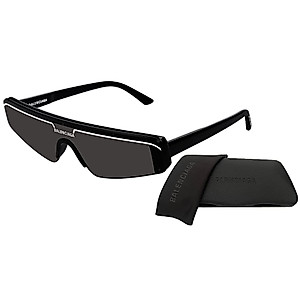 Balenciaga BB0003S 001 99MM Black/Grey Rectangle Sunglasses for Men for Women + BUNDLE with Designer iWear Eyewear Kit