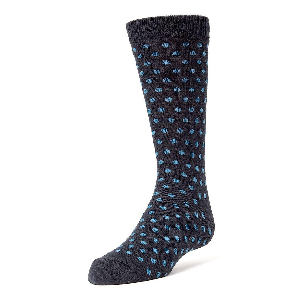 MeMoi Polka Dot Cotton Blend Boys Dress Socks Navy 10-12