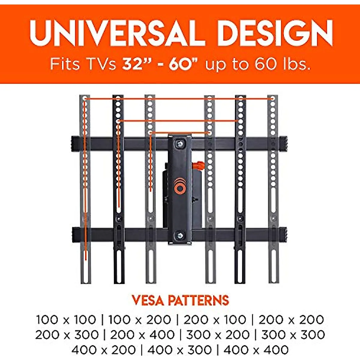 ECHOGEAR Swivel Full Motion TV Wall Mount for TVs Up to 60" - Smooth Extention, Tilt - Wall Template for Easy Install On 1 Stud - After Install Level & Hide Cables with Built-in Cable Management