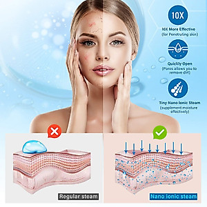Face Steamer for Facial Deep Cleaning Nano Ionic Face Steamer Warm Mist Humidifier Face Steamer Home Sauna SPA Face with 4 Piece Stainless Steel Skin Kit,Hair Band,Wash Face Sponge