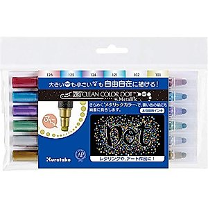 Kuretake TC-8100/6V ZIG Clean Color Dot Metallic 6 Colors