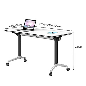 3pcs Foldable Conference Tables, Flip Top Mobile Training Table with Modesty and Lockable Wheels,Quickly Change from Horizontal to Vertical (Color : B, Size : 120 * 40 * 75cm)
