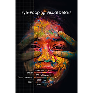 Mini Projector, Emotn N1 Netflix Officially-Licensed Portable Projector, Native 1080P Movie Projector with 5G Wi-Fi and Bluetooth 5.0, Autofocus Auto Keystone, 120" Picture, Dolby Audio Speaker, Grey