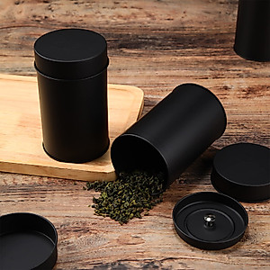 Zopeal 6 Pack Metal Tea Tin Canister with Airtight Double Lids 16 oz Round Tin Can with Lid Double Sealed Small Kitchen Container for Loose Tea Storage Coffee Sugar Candy Herbs and Spices