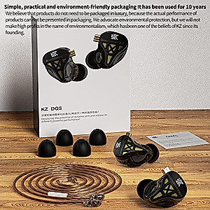 Wired Headphone,KZ DQS HiFi Dynamic Drivers Earphone Earbuds Bass 2pin 3.5mm Sports Music Game Headphone (Black, No Mic)