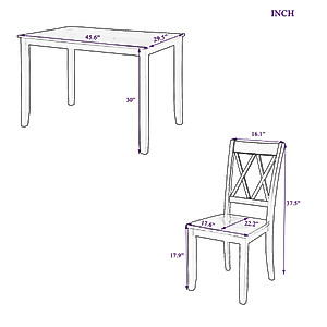 Luxo Abode Farmhouse Style 5 Piece Dining Comfortable Table Set with 4 Chairs, Long-Lasting Solid Wood Home Kitchen Set, Easy Assembly and Clean, for Dining Room, Kitchen, Black