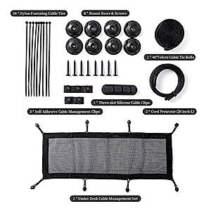 Under Desk Cable Management Net - 26''X10'' No Drilling Flexible Operation Mesh Cable Duct Concealer with Wire Organizer and Desk Cord Organizer