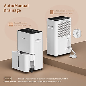 Fehom 4500 Sq. Ft Dehumidifier for Home Basements Bathroom Bedroom Continuous Drainage, with Auto Shut Off Humidity Control and Drain Hose