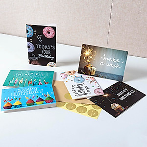 20 Unique Happy Birthday Cards with Envelopes, Birthday Cards Bulk with Short Generic Message Inside, 20 Unique Designs, 4x6 inches, Birthday Cards Assortment for Business and Personal