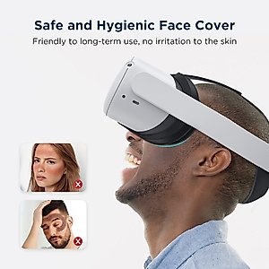 KIWI design Upgraded Face Cushion Cover Pad Compatible with Quest 2 Accessories, with Lens Protector, Full-Wrapped Non-Slip Silicone Face Cover Replacement, Prevent Sensor-Blocking Design