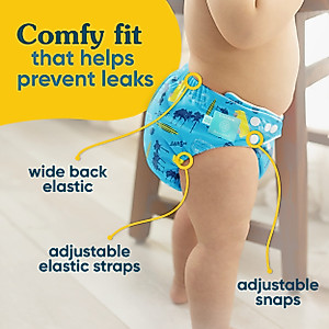 Charlie Banana Baby Washable and Reusable Cloth Diapers, 3 Soft Pocket Diapers and 6 Absorbent Inserts, One-Size, Surf Rider