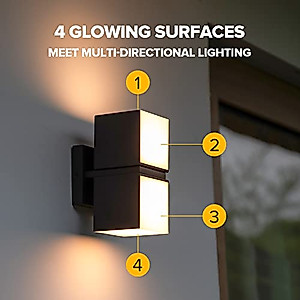 LUTEC Cuba 3000K 1100LM LED Integrated Porch Wall Light Outdoor and Indoor Bedroom LED Wall Lantern Sconce-Bronze