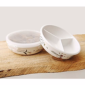 RACHEL BARKER Meadow Flower Porcelain Serve and Store Airtight Container Mix Set of 2, 14oz (BOWL)