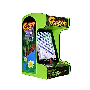 Doc and Pies Arcade Factory Classic Home Arcade Machine - Tabletop and Bartop - 412 Retro Games - Full Size LCD Screen, Buttons and Joystick (Green)