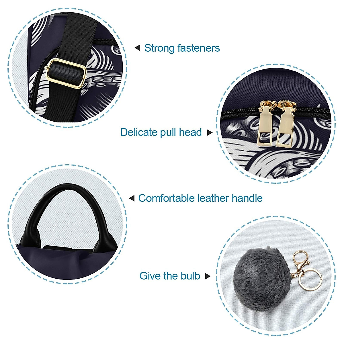 ALAZA Hand Drawn Octopus Animal Navy Blue Backpack Purse for Women Anti Theft Fashion Back Pack Shoulder Bag