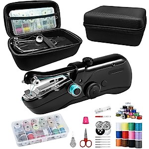 Handheld Sewing Machine, Beginner's Sewing kit with Storage, Two Power Supply Modes, Electric Switch, Simple Operation, Portable Mini Sewing Machine, Beginner's Sewing Machine.(Black)