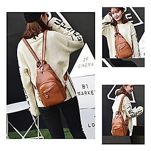 Small Leather Convertible Backpack Sling Purse Shoulder Bag for Women