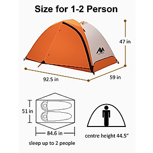 Backpacking Tent - AYAMAYA Waterproof 2 Person Ultralight Camping Tents with Removable Rainfly,Lightweight Aluminum Frame Freestanding Hiking Tent for 1 2 Person Easy Setup for Camping Hunting Travel