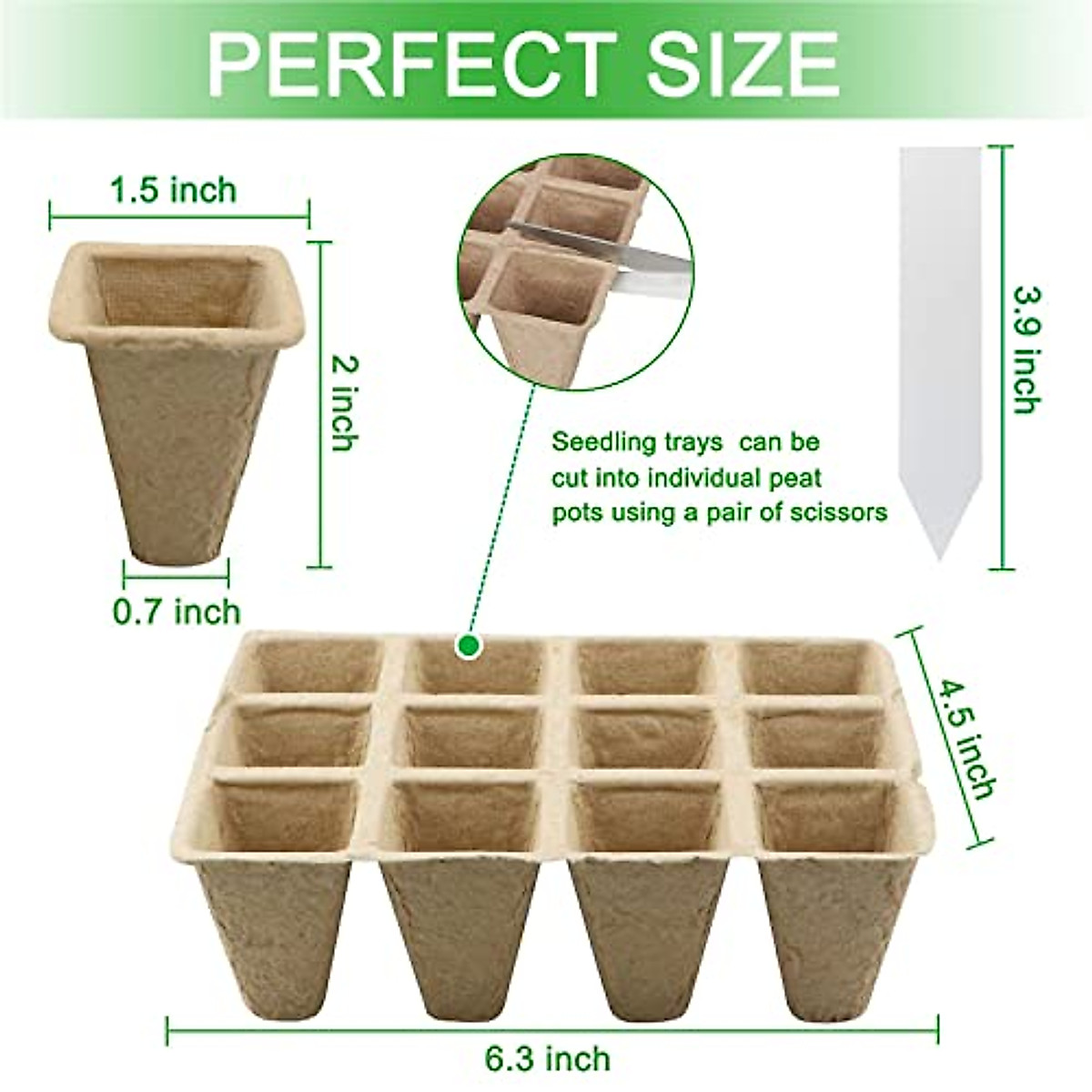 Fooyekep Seed Starter Tray,20 Pack Peat Pots for Seedlings,240 Cells Biodegradable Seed Starter Pots Germination Trays,Organic Seed Starter Kit with 20 Pcs Plant Labels