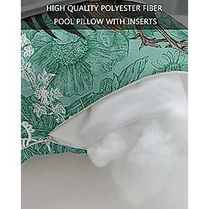 Recliner Head Pillow Ledge Loungers Chair Pillows with Insert Farmhouse Animal Rooster Retro Green Lumbar Pillow with Adjustable Strap Outdoor Waterproof Patio Pillows for Beach Pool, 2 PCS