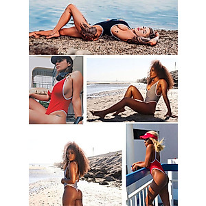 ALLureLove Swimsuits for Women Sexy Monokini Deep V One Piece Bathing Suits Backless Cheeky Swimwear Semi Thong Bikini (White, Large)