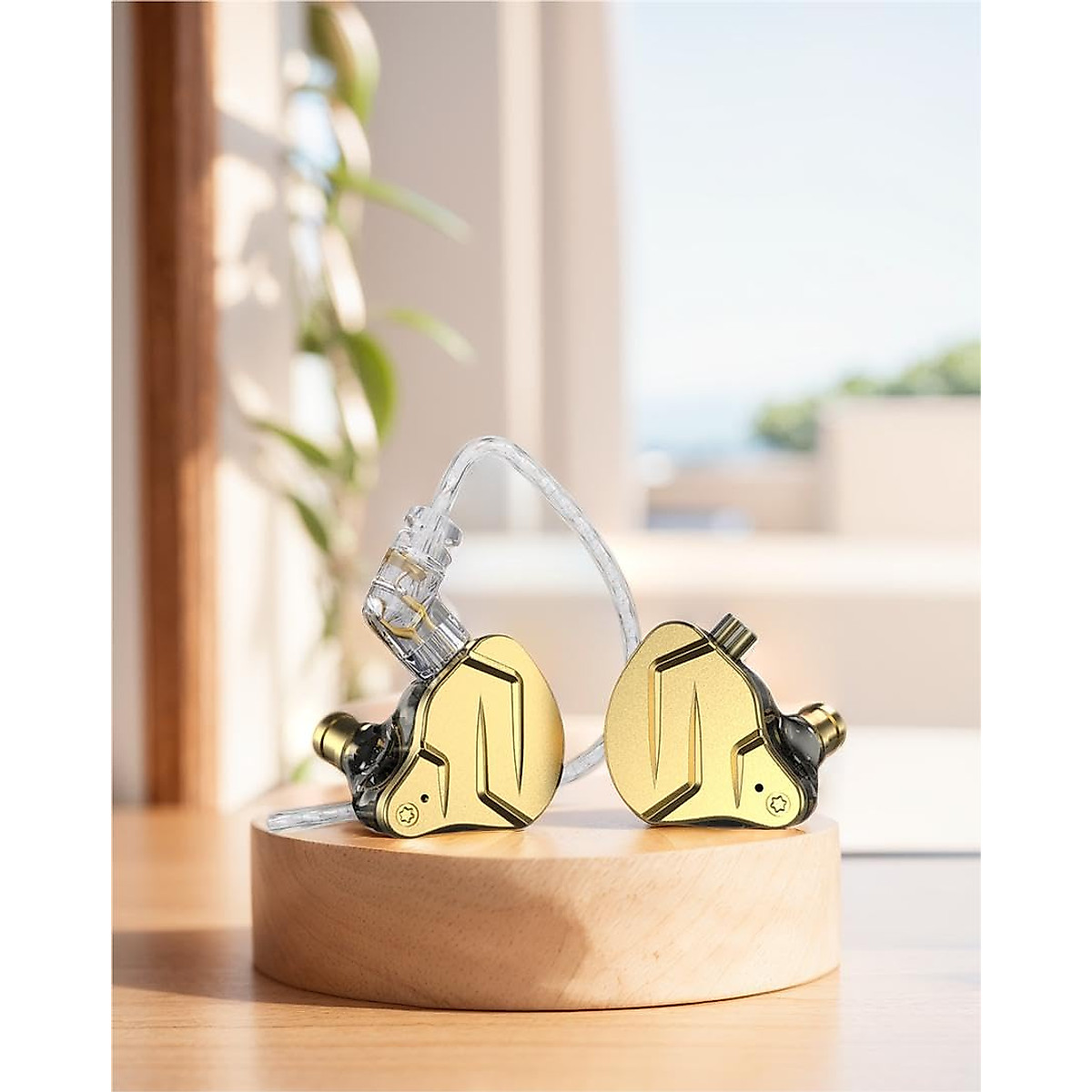 keephifi KZ ZSN Pro X Wired Ear Buds with Microphone,1BA+1DD Hybrid IEM Earphones Earbuds Punchy Bass,Comfortable Wearing, Detachable Cable for Audiophiles Musicians Singers Drummers(Gold,with Mic)