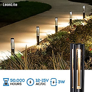 LEONLITE Low Voltage Landscape Lights, Unique Lighting Effects LED Pathway Lights, 172LM 3W 12-15V AC/DC, IP65, Aluminum Landscape Outdoor Driveway Light, 3000K Warm White, Black Finish, Pack of 6